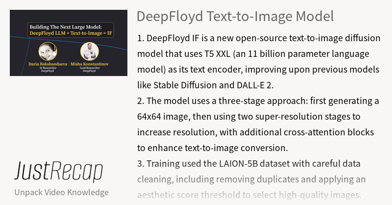 Building The Next Large Model: DeepFloyd LLM + Text-to-Image = IF (Stability AI) · JustRecap