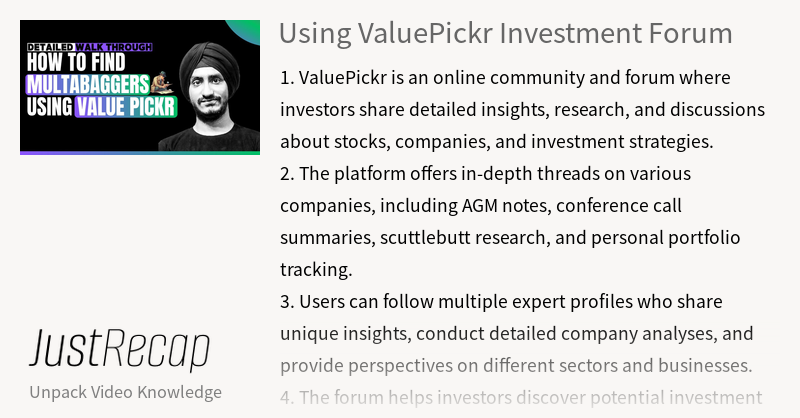 How to Find Multibaggers using ValuePickr? A Hidden Tool 🔎 · JustRecap