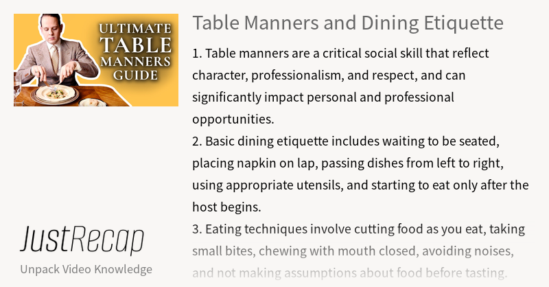 Table Manners - Ultimate How-To Guide To Proper Dining Etiquette For Adults & Children · JustRecap