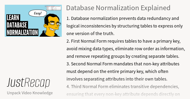 Learn Database Normalization - 1NF, 2NF, 3NF, 4NF, 5NF · JustRecap